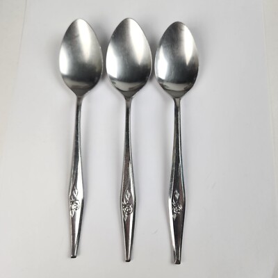 3 Oneida Stainless Deluxe Lasting Rose Tablespoons Soup Spoons Retired ...