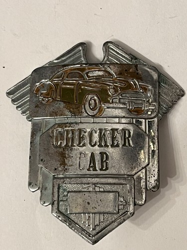 RARE 🇺🇸 VINTAGE 1940s - 50s CHECKER CAB CO DRIVERS’S HAT BADGE/ 👀 LQQK ...