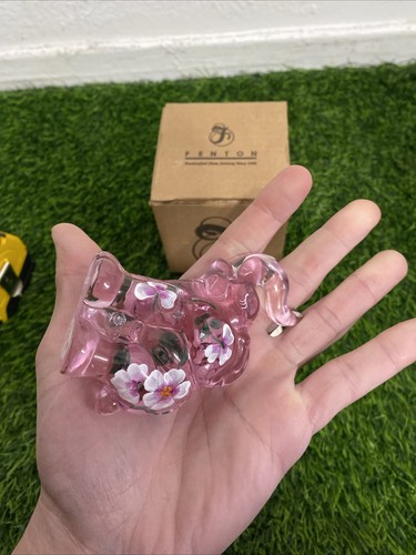 FENTON LENOX PINK ELEPHANT WITH FLORAL HANDPAINTED SIGNED K.A. FIGURINE ...