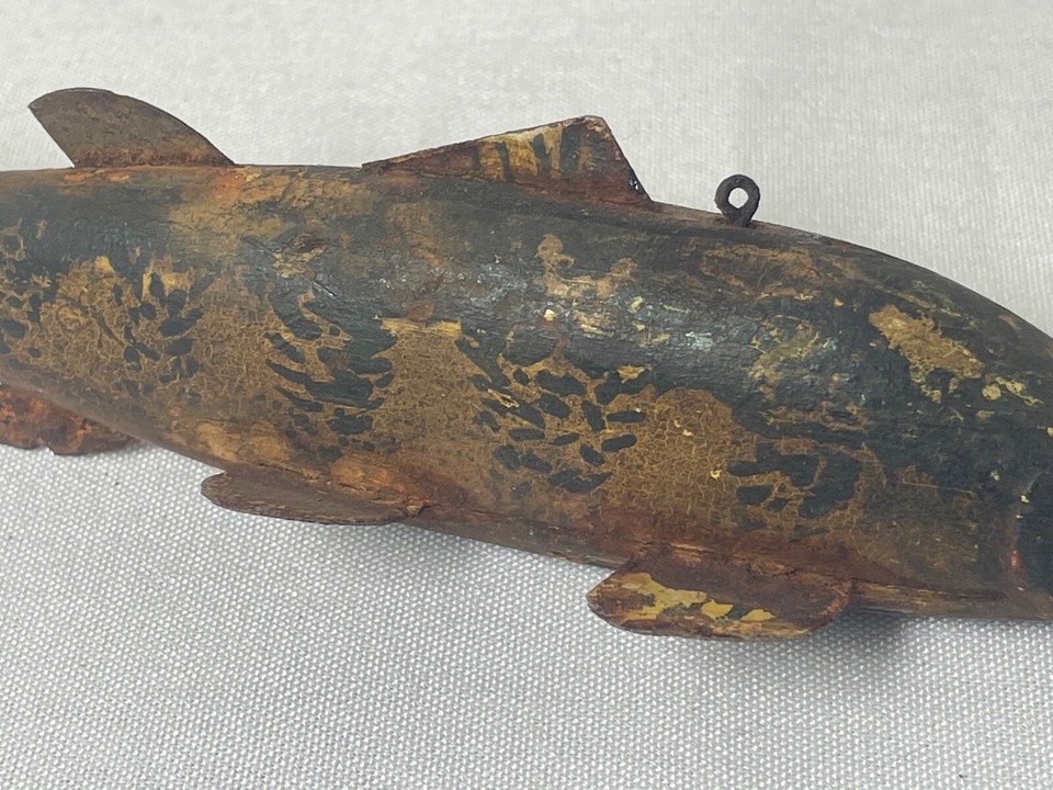 VTG Antique Oscar Peterson Glass Eye Perch Fish Spear Fishing Decoy | eBay