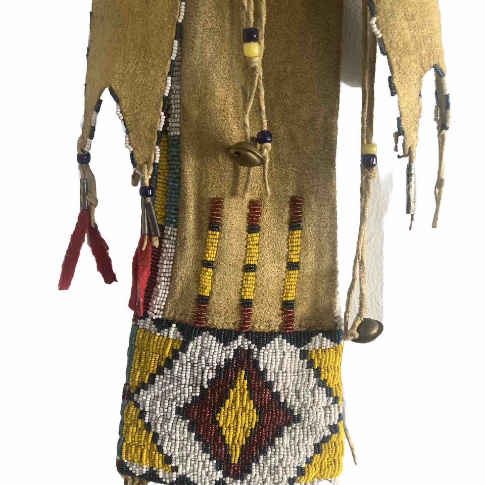 Cheyenne Beaded Hide Tabacco Bag Circa 1900 27inch Length 6inch Wide | eBay