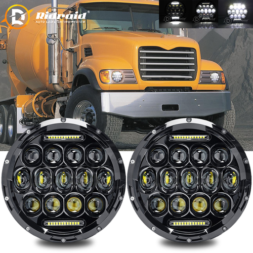 Pair 7" inch Round Led Headlights Hi/Lo Sealed Beam For Mack Granite ...