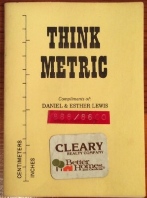 Vintage THINK METRIC (1976) 16 page Promo Booklet by Dr. Colleen ...