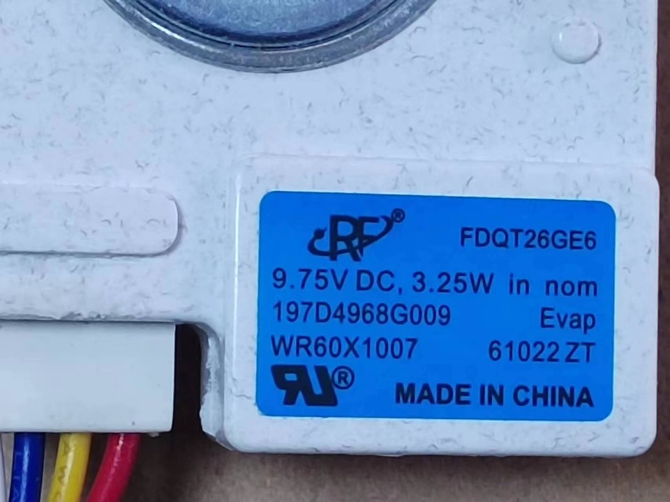 GE Refrigerator EVAPORATOR FAN MOTOR GE WR60X10307 FDQT26GE6 DC 9.75V ...