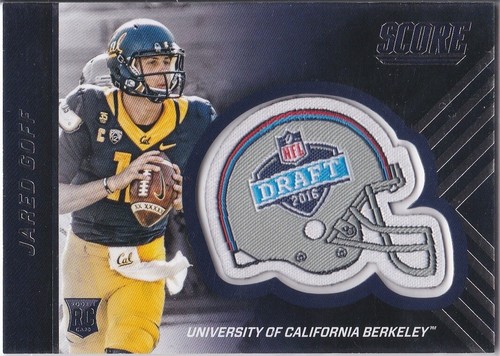 JARED GOFF ROOKIE CARD 2016 Score RARE JERSEY HELMETS RC Football ...