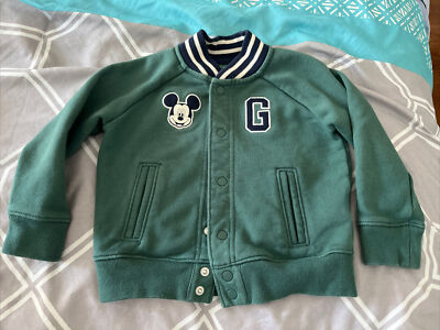 Baby GAP Disney 2T Green Mickey Mouse Varsity Letterman Bomber Jacket | eBay