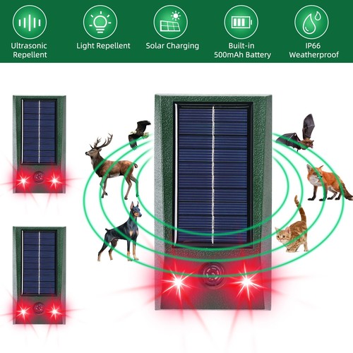 Ultrasonic Animal Repeller with Red LED - Solar-Powered Wild Predator ...