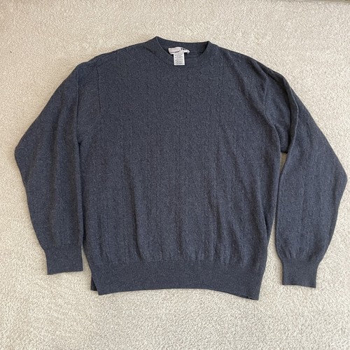 I Levrieri Sweater Mens Large Slate Gray Blue Cable Knit Cashmere Silk ...