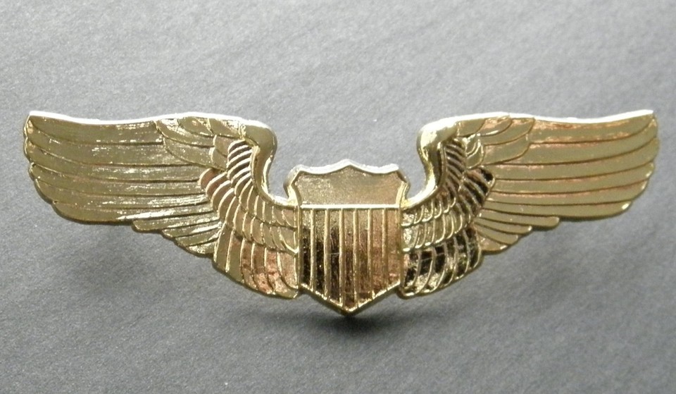 USAF AIR FORCE BASIC PILOT WINGS LAPEL PIN BADGE 2.75 INCHES GOLD ...