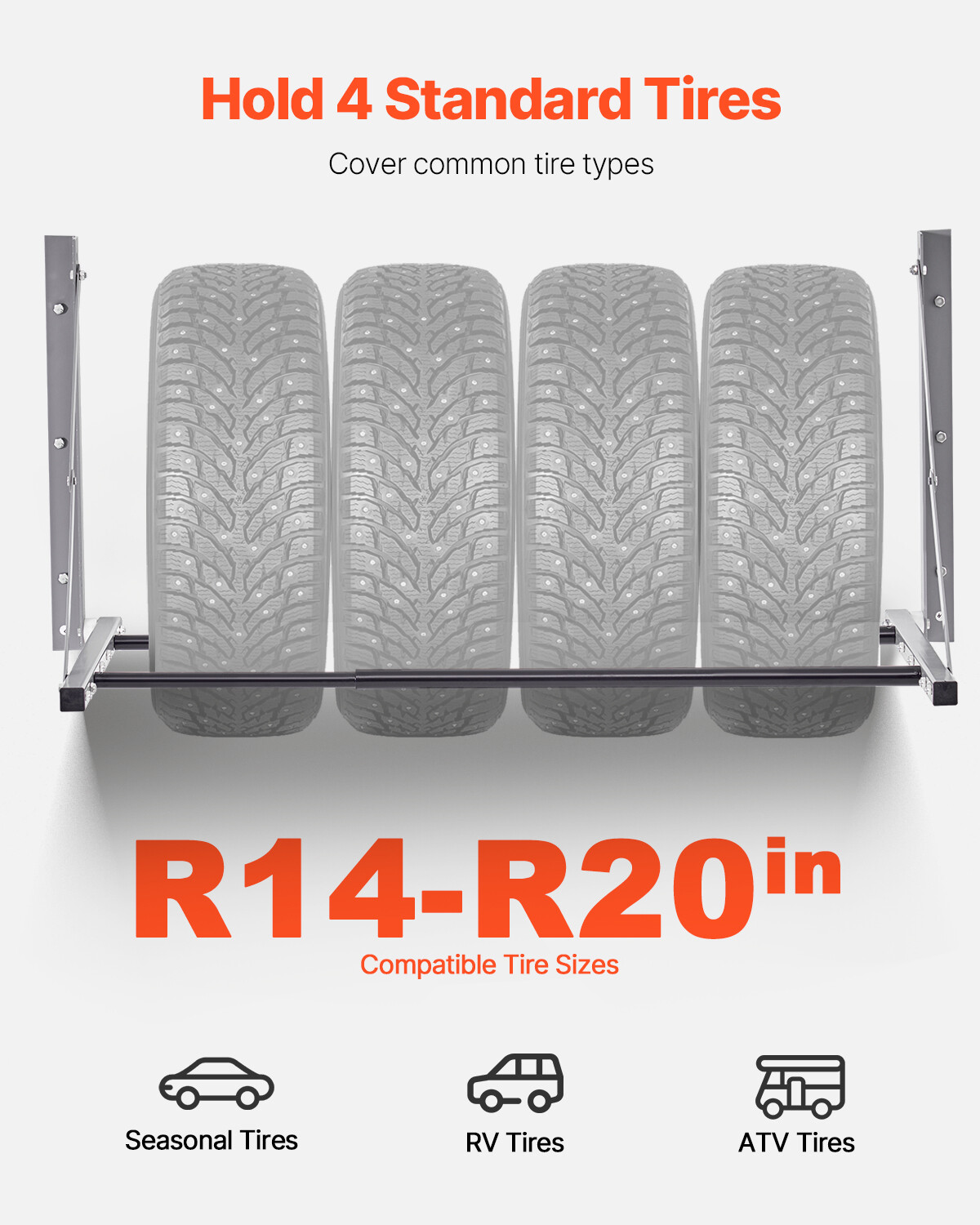 Wall Mounted Folding Tire Rack 32"- 48" Adjustable Storage Rack for ...