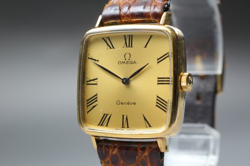 [Exc+4] Vintage Omega Geneve 511.415 Gold Roman Dial Hand Winding Men's ...