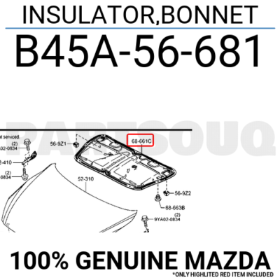 B45A56681 Genuine Mazda INSULATOR,BONNET B45A-56-681 | eBay