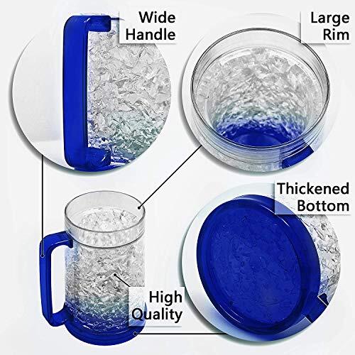 Freezer Ice Beer Mugs Drinking Glasses Double Wall Gel Frosty Beer Mugs ...