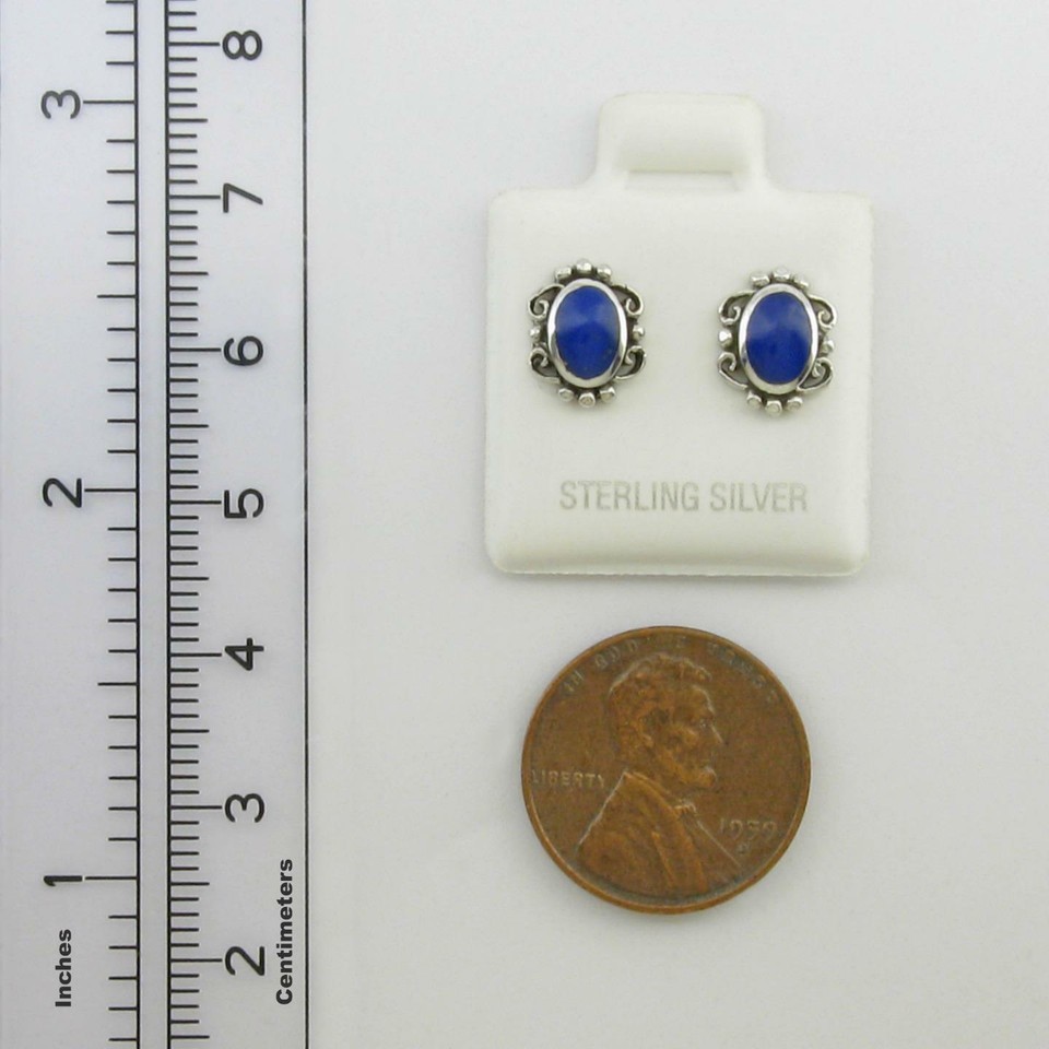 Lapis Oval 'Lace' Post Earrings in SOLID Sterling Silver - NEW! | eBay