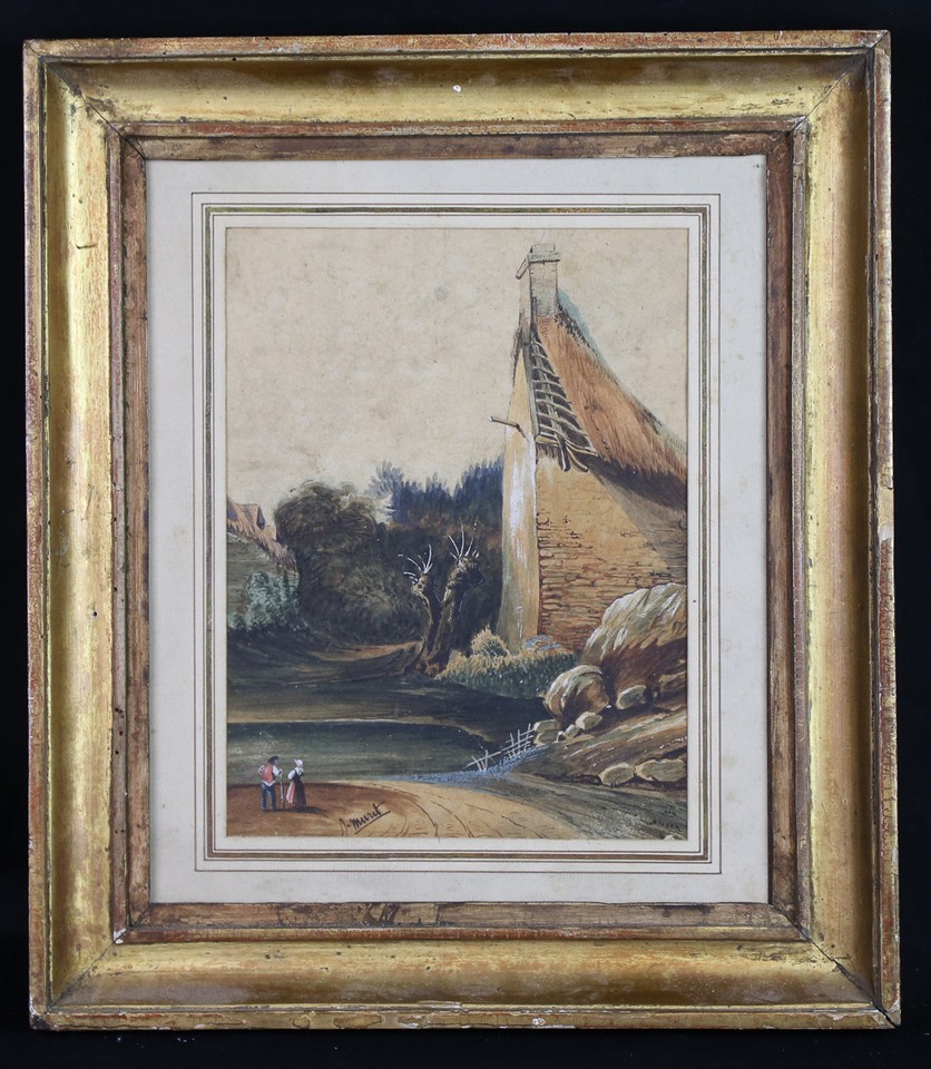 Albert MURET (1874-1955) Attribuito A Goauche Antica Paesaggio Montagna ...