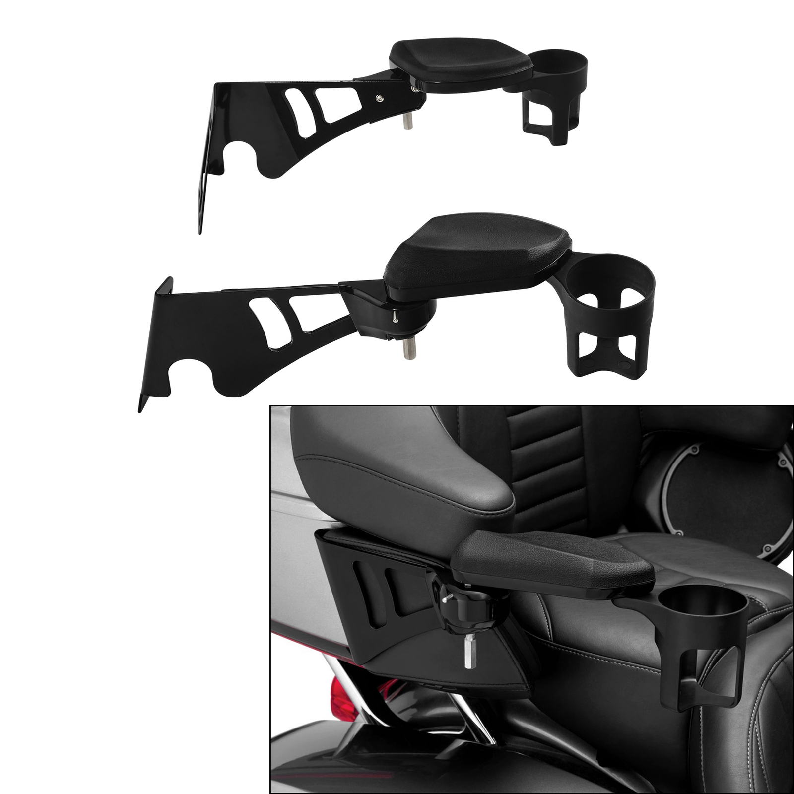 Rear Passenger Armrests Arm Rest Drink Holder Fit For Harley Electra ...