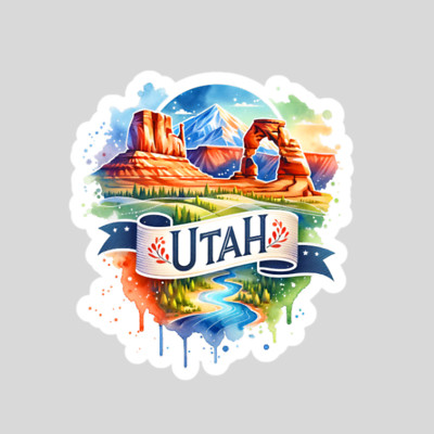 Utah sticker vinyl decal watercolor mountains state novelty mug car | eBay