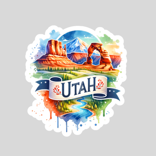 Utah sticker vinyl decal watercolor mountains state novelty mug car | eBay