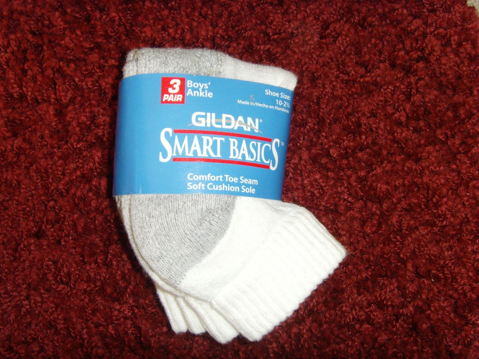 3 pair of Gildan Smart Basics boys size 10 - 2.5 socks ankle socks NIP ...
