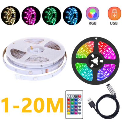 LED Stripe RGB 1m-20m TV Backlight Leiste Streifen 5050 USB 5V Licht ...
