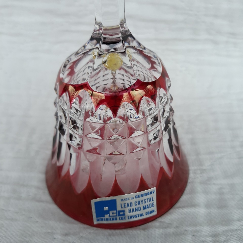 Large American Cut Bohemian Lead Hand Cut Crystal Cranberry Red Glass ...