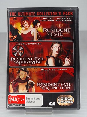 Resident Evil + Resident Evil Apocalypse + Resident Evil Extinction DVD ...