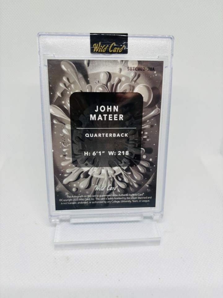 2025 Wild Card Splat John Mateer Auto True 1/1 Color Match Bloody ...