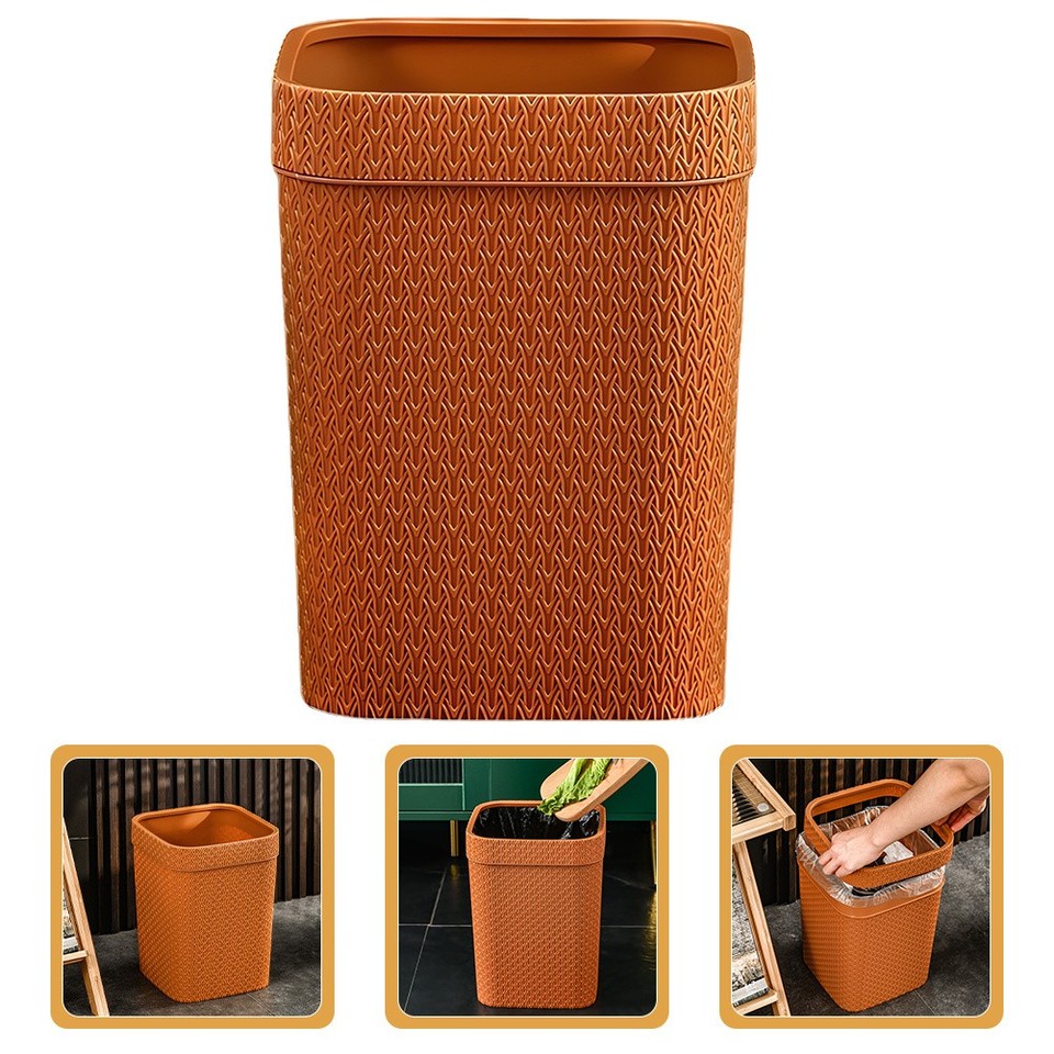 Decorative Trash Can for Office Trashcan Kitchen Small Square Wicker ...