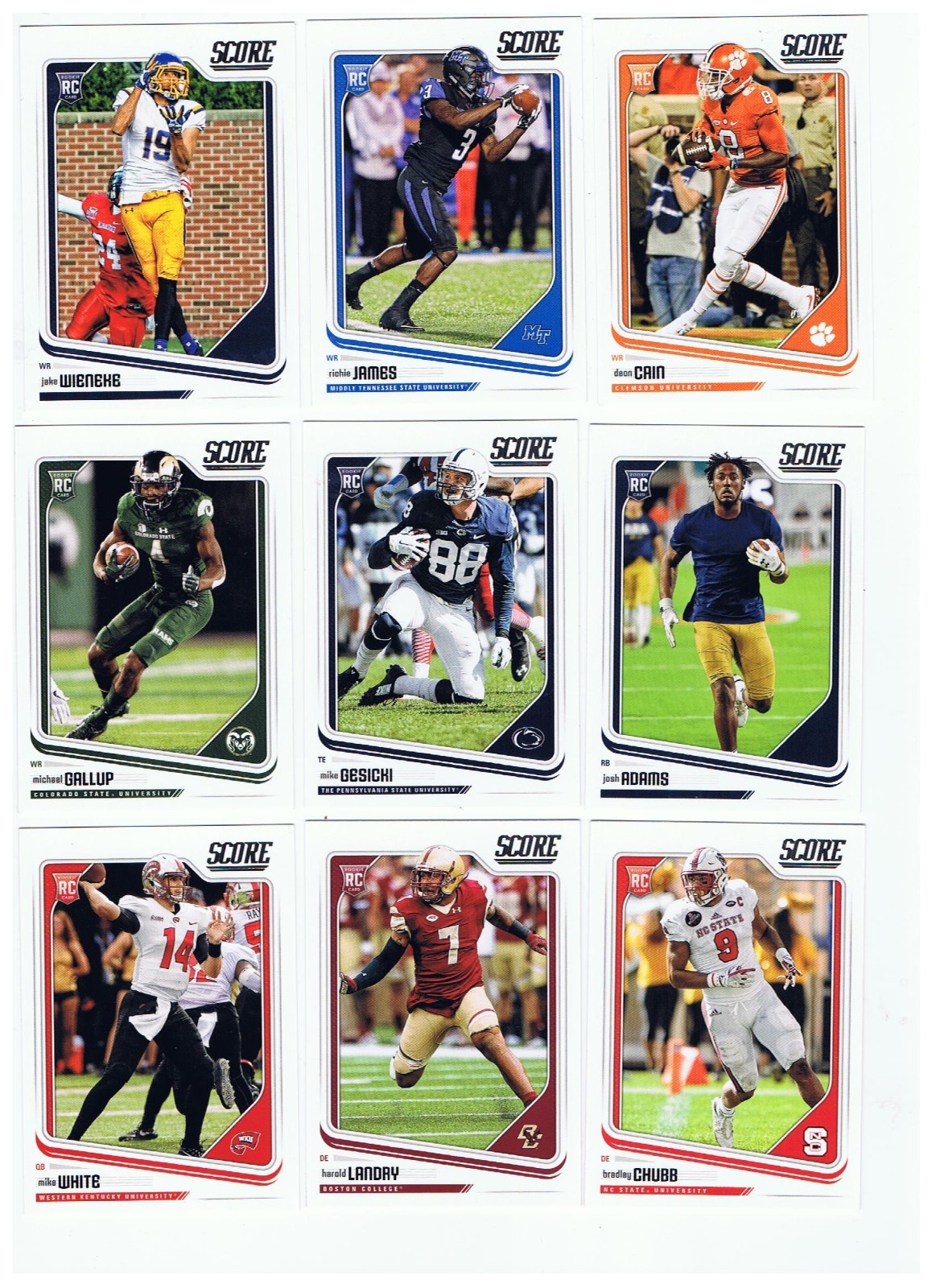 2018 SCORE NFL ROOKIE CARDS - YOU PICK THREE(3) YOU NEED | eBay