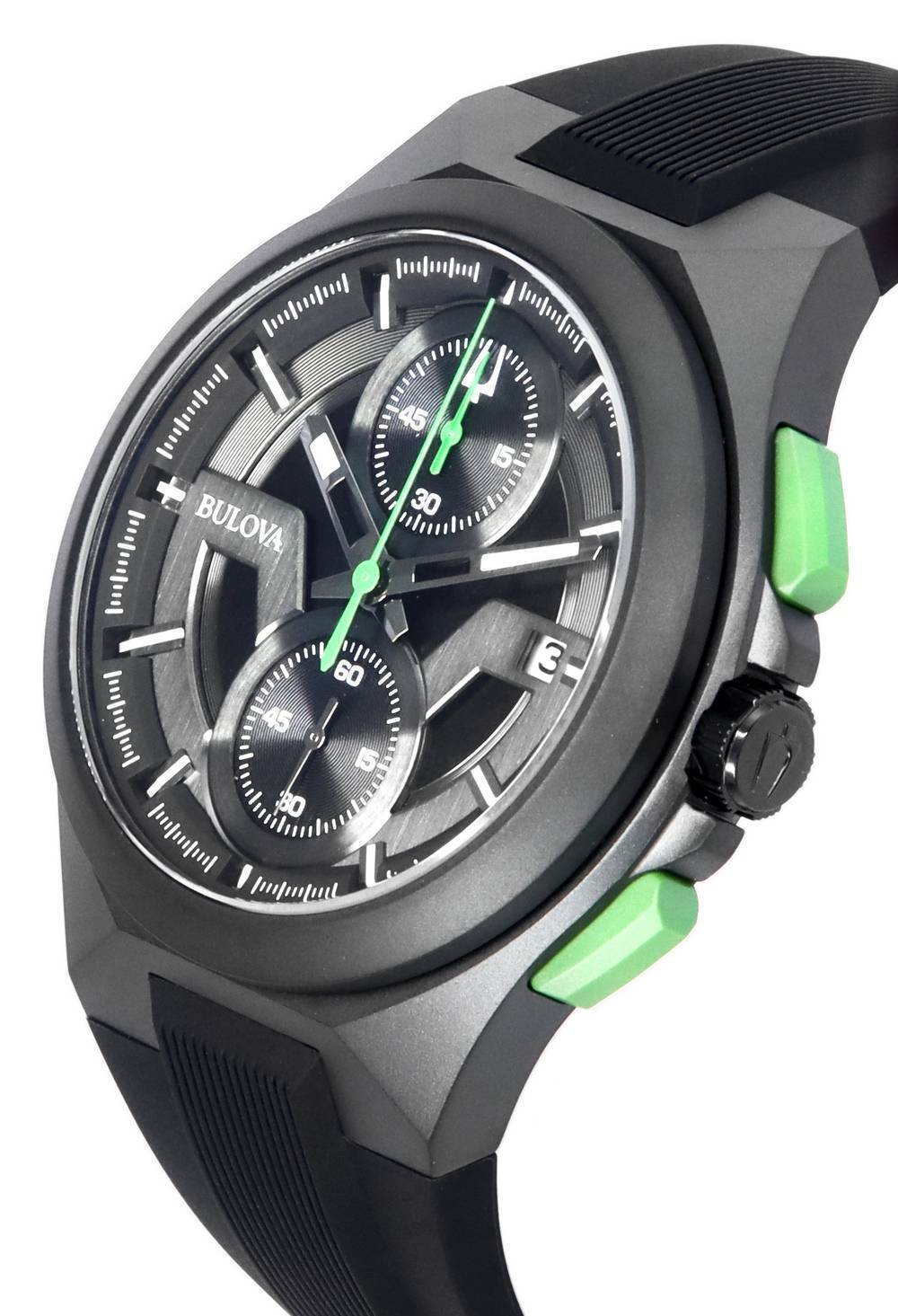 Bulova Maquina Chronograph Black Dial Black Strap Quartz 98B381 Men's ...