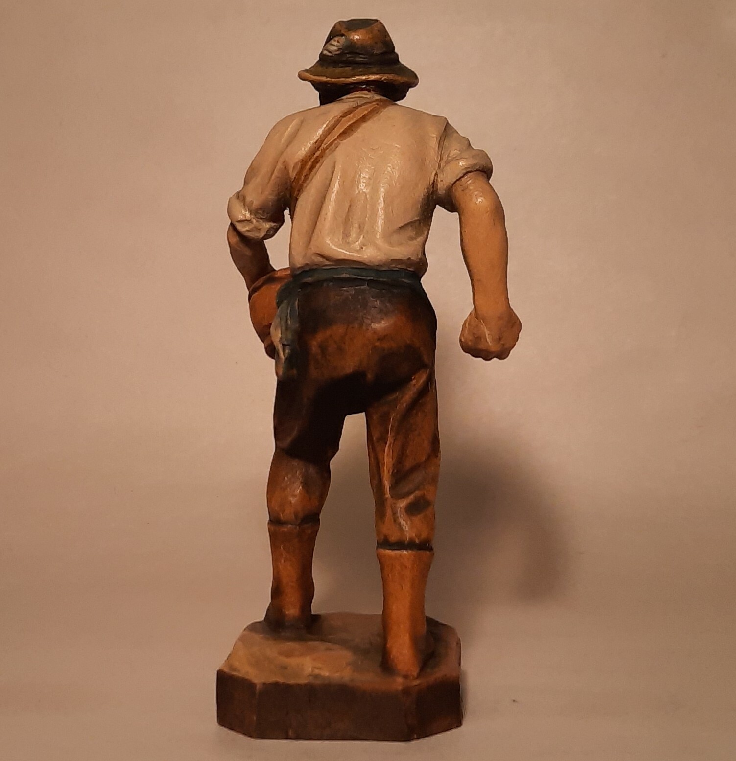 5 1/4" antique wood carving vtg farmer sowing grain germany statue ...