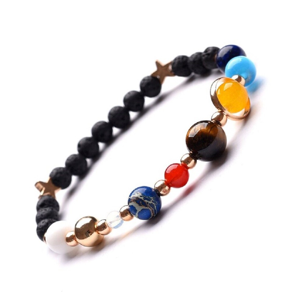 Solar System Bead Bracelet 9 Planet Galaxy Natural Stone Bracelets Hand ...