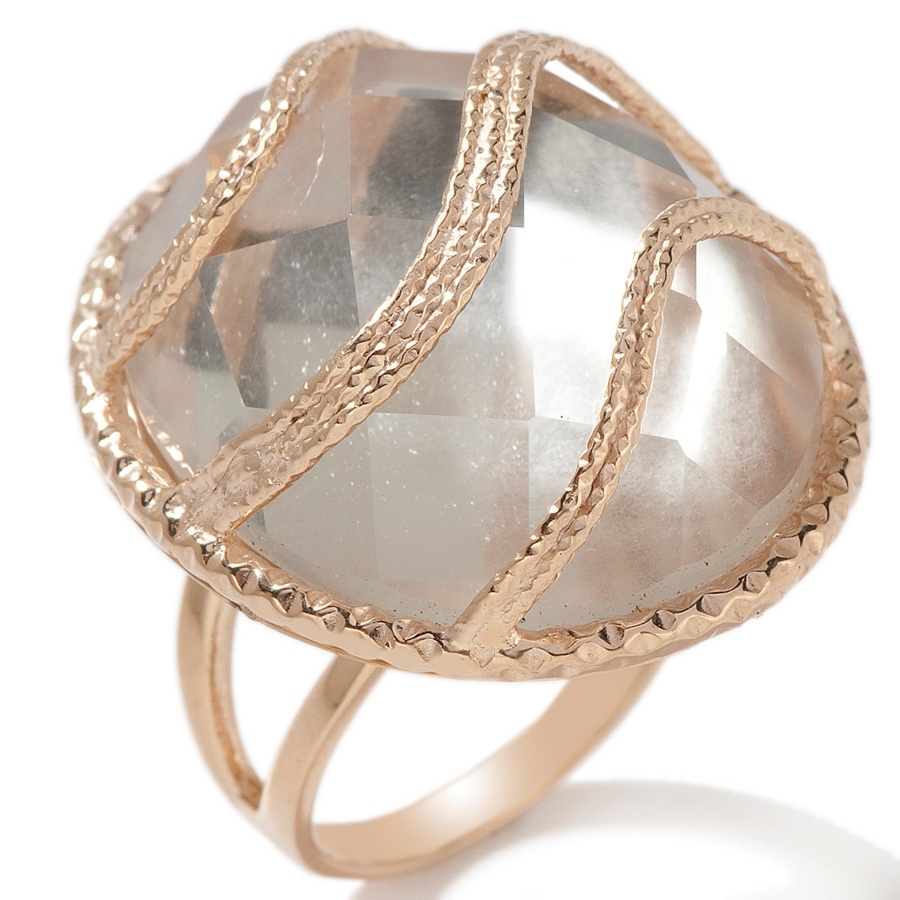 Technibond Oval Clear Quartz Ring 14K Yellow Gold Plated Silver ...