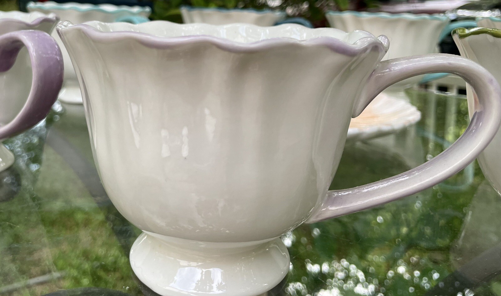 7 Boho Boutique Isabella XLG 15oz Ruffle Mugs - Multiple color pedestal ...