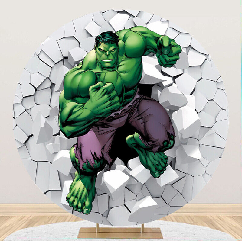 Round Circle Hulk Backdrop Cover Avenger Birthday Party Photo ...