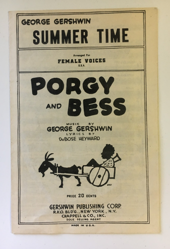 1935 George Gershwin Summer Time Sheet Music from PORGY and BESS DuBose ...