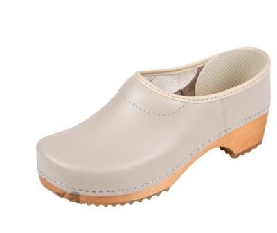 Wooden close leather clogs ZF3 Beige color Women | eBay