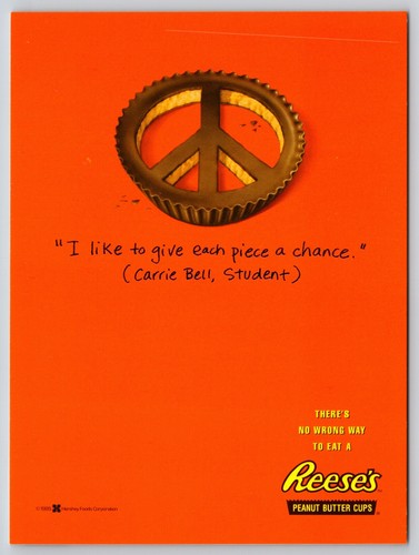 Postcard Reese Peanut Butter Cups Candy Peace Emblem Food Advertising ...
