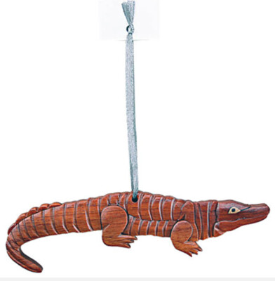 Alligator - Double-sided Wood Intarsia Christmas Tree Ornament ...