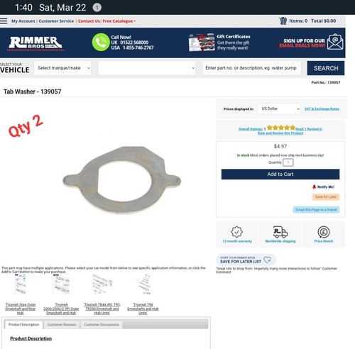 $130 of Triumph TR6 Driveshaft Rebuild Parts - See Pics For Details On ...