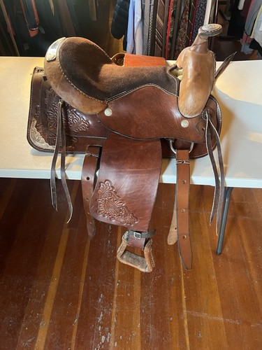 16 inch western saddle used roping | eBay