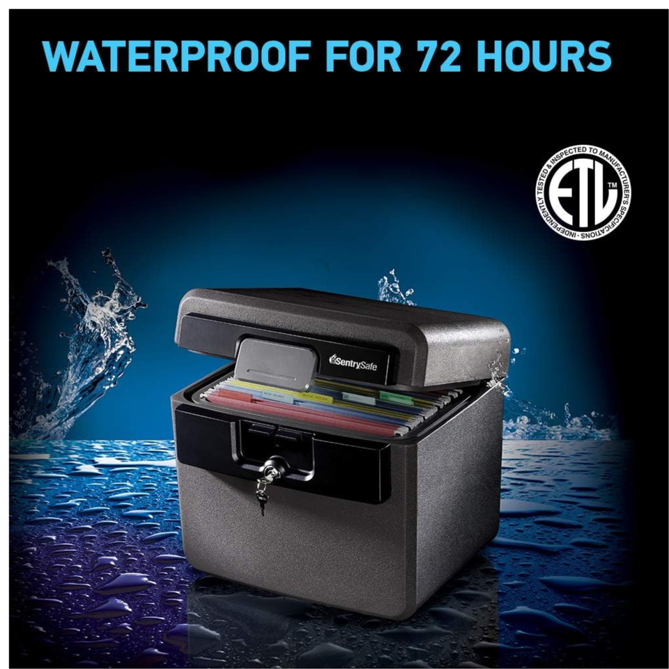 SentrySafe HD4100 Fireproof Waterproof File Safe with Key Lock, Black ...