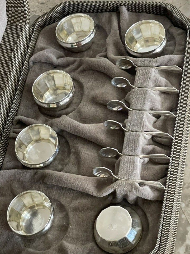 Original Boxed Set/6 Antique Webster Sterling Salt Cellars & Salt ...