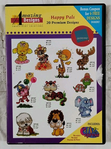 Amazing Designs Machine Embroidery CD ADP38 Happy Pals 20 Premium ...