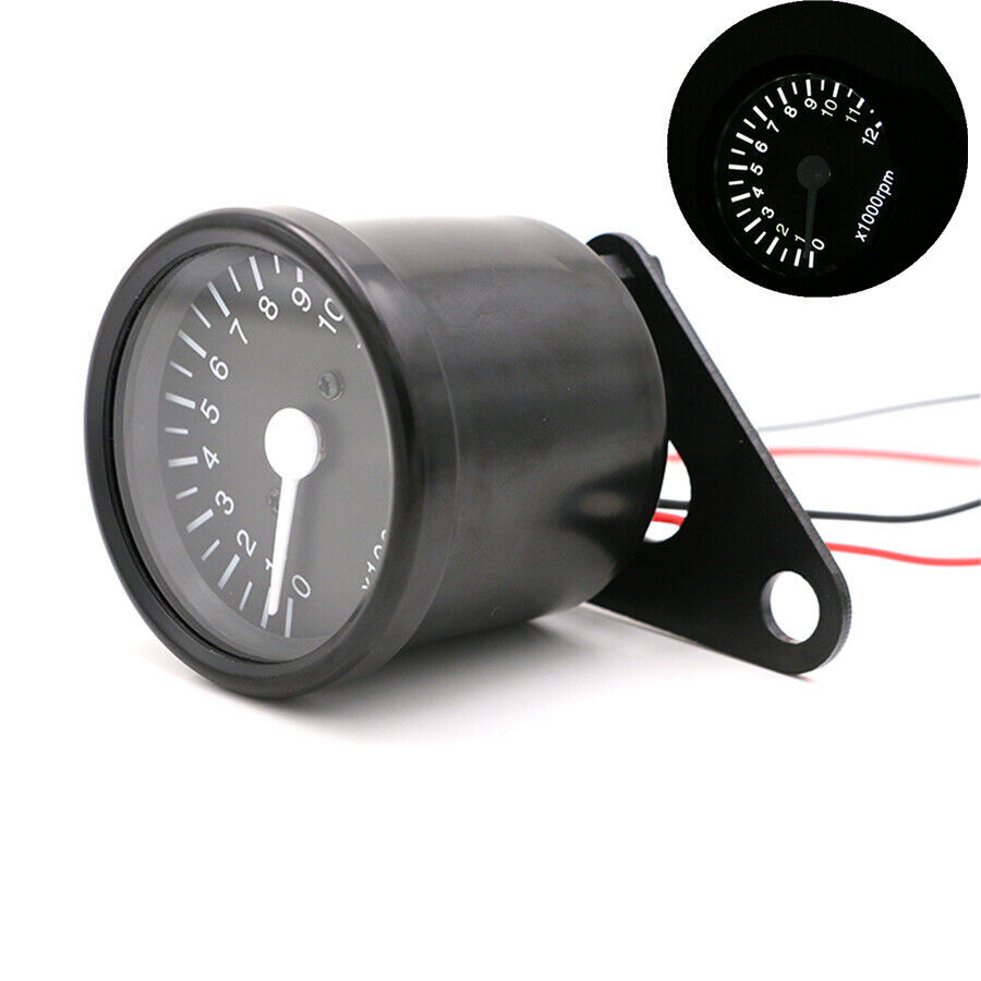 12000 RPM Universal LED Motocycle Tachometer Analogue Tacho Gauge Black ...