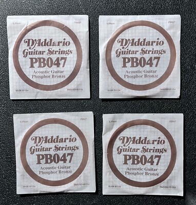 D'Addario PB047 Phosphor Bronze Acoustic Guitar .047 Single Strings ...