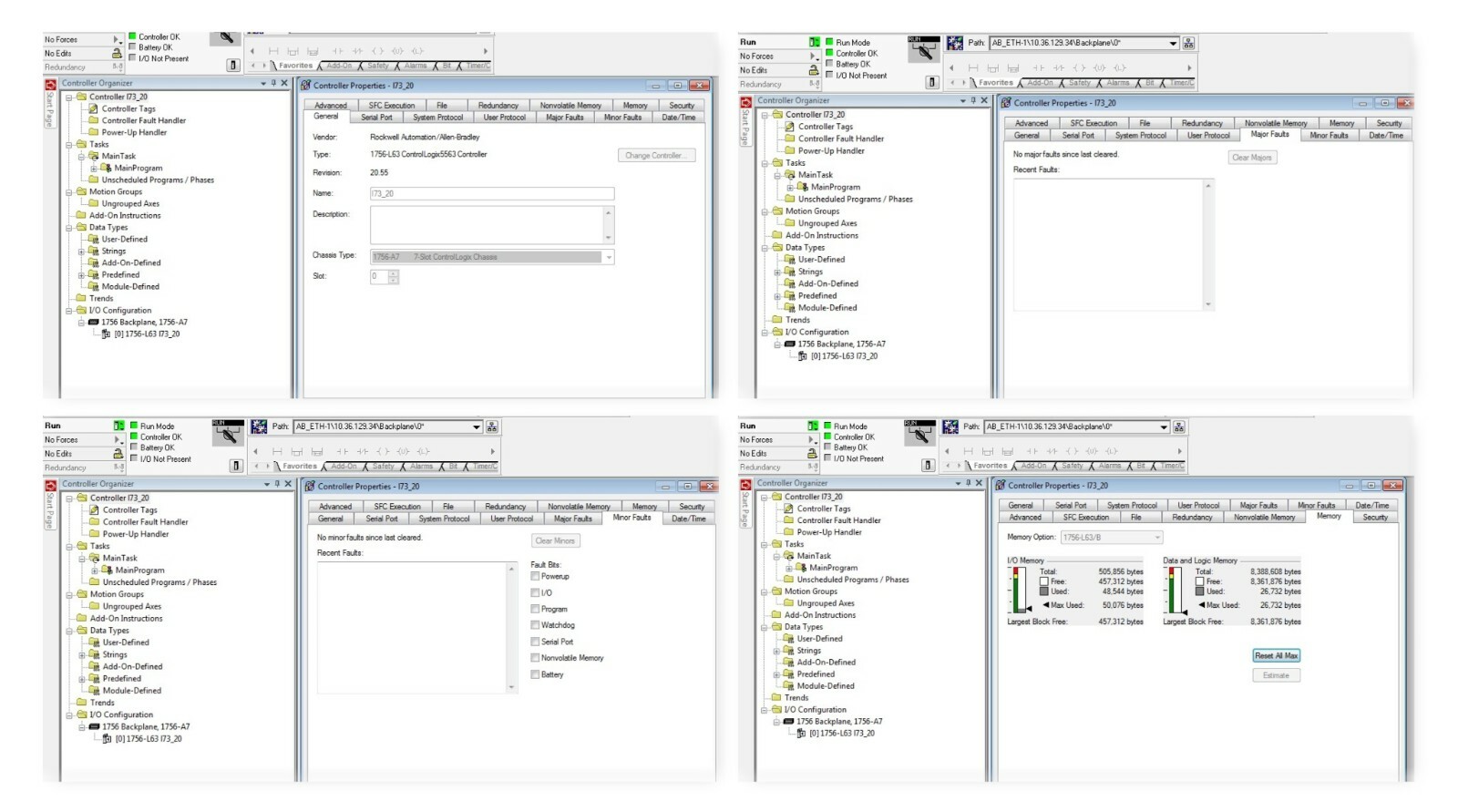 Allen Bradley 1756-L63/B ControlLogix Logix5563 8MB-Memry Tested FRN:20 ...