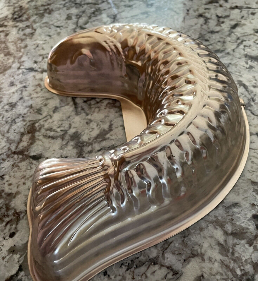 12" VTG Copper-tone Fish Shaped Carp Koi Jello Gelatin Cake Mold | eBay