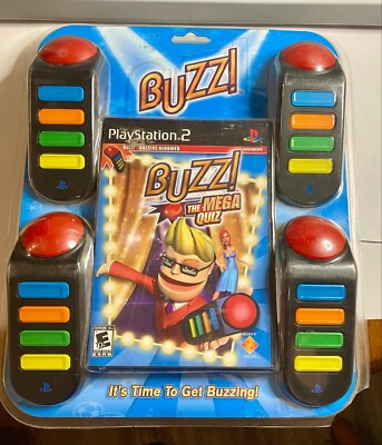 Buzz the Mega Quiz Bundle With 4 Buzzers Sony PlayStation 2 PS2 NEW ...