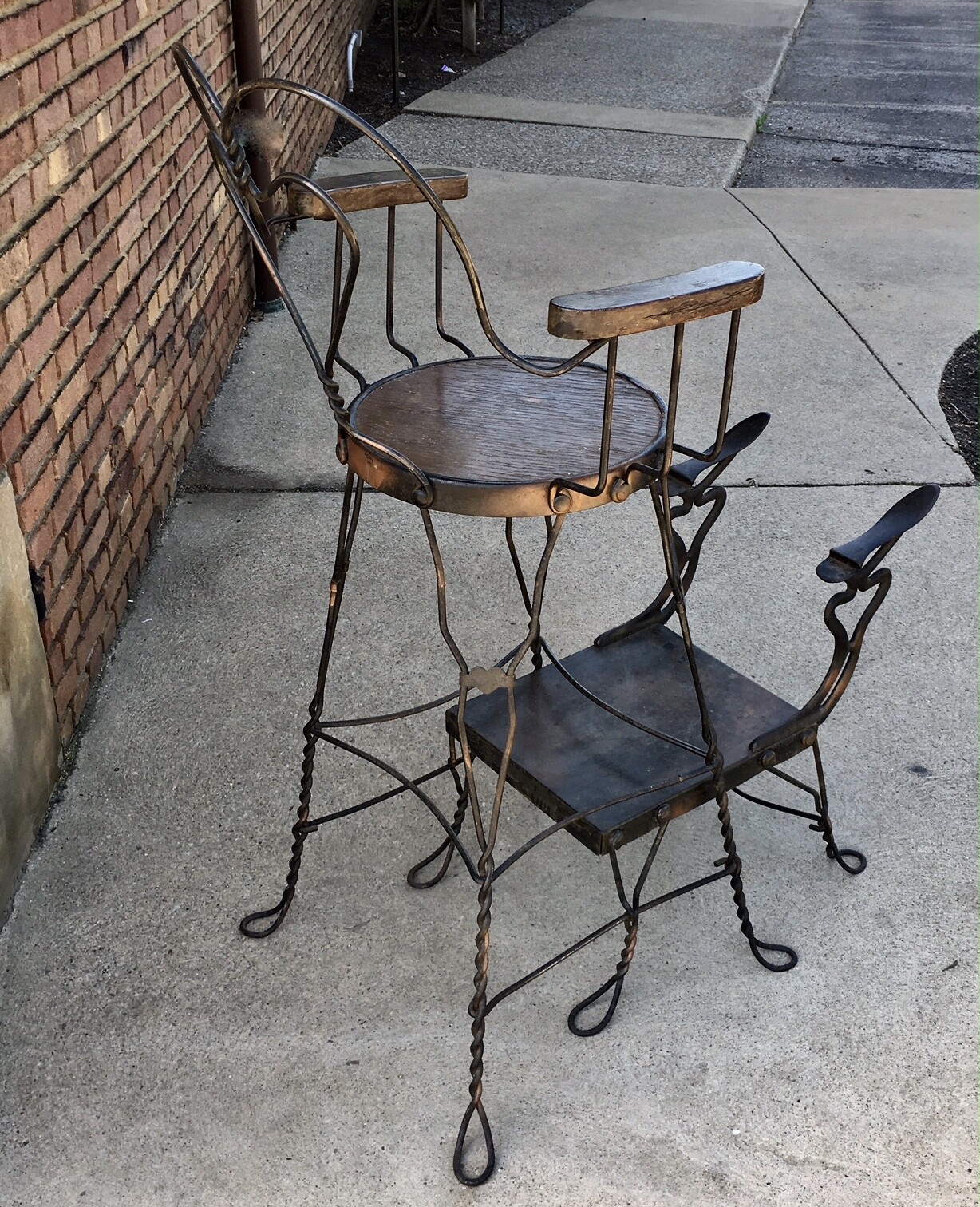 ANTQ SHOE SHINE PARLOR CHAIR WROUGHT IRON AND OAK ULTRA-RARE ALL ...